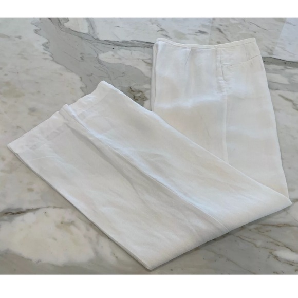 Pants & Jumpsuits | Lida Baday Ivory White Linen Lined Trousers Size Us ...